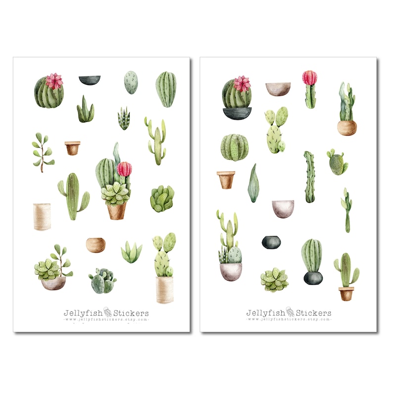 Cacti Sticker Set - Floral Stickers Journal Stickers Planner Stickers ...