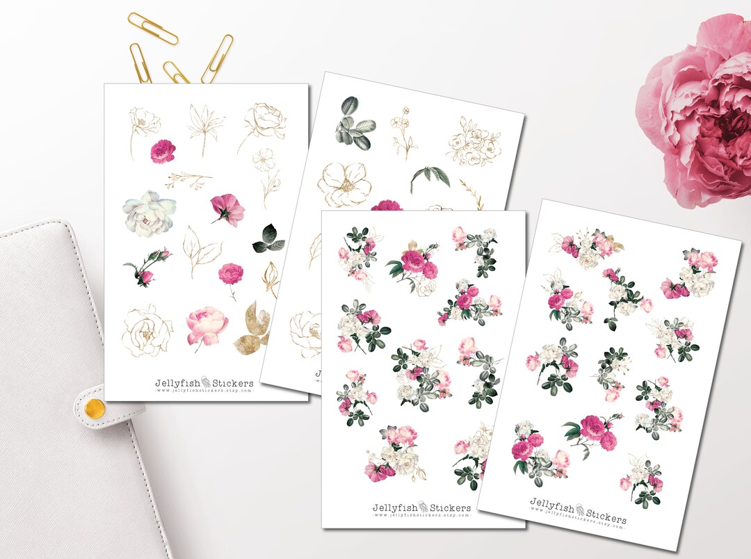 Rose Garden Sticker Set - Journal Stickers, Planner Stickers, Flower ...