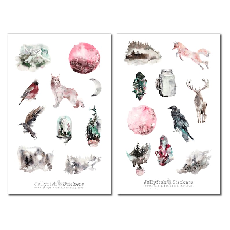 Forest and Moon Sticker Set - Stickers Journal Sticker Planner Sticker ...