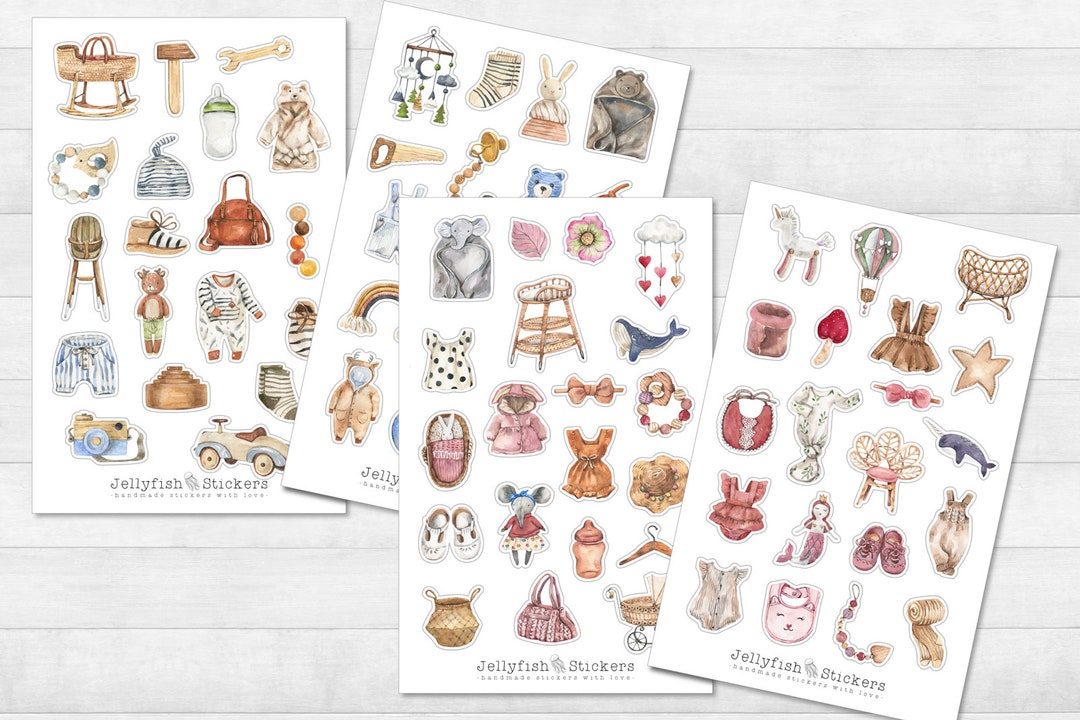 Baby Sticker Set Journal Stickers, Stickers Birth, Girl, Boy, Baby ...