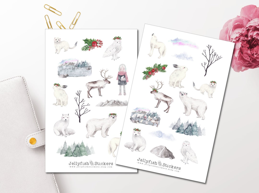 Winter Animals Sticker Set - Cute Stickers Journal Stickers Animals ...