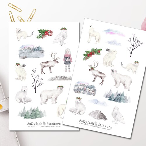 Forest Animals Winter Sticker Set Stickers Animals Journal - Etsy