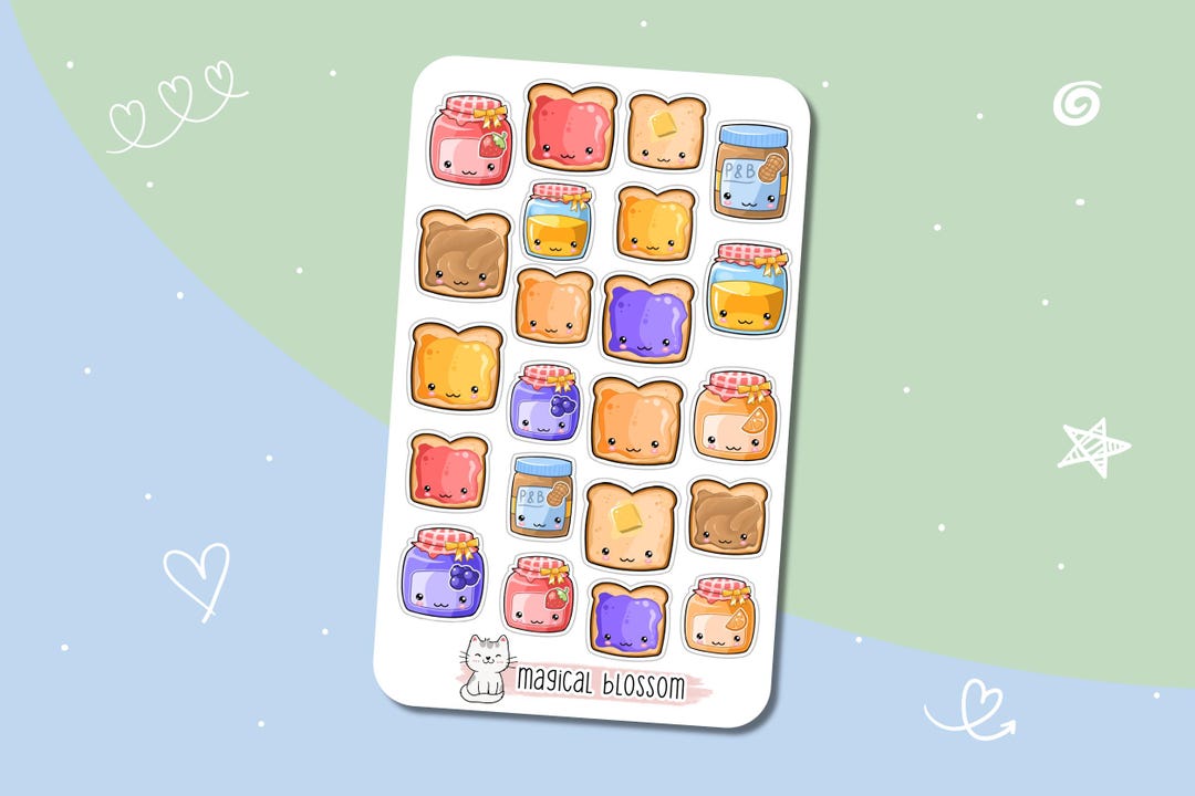 Toast Sticker Sheet - Stickers, Cute, Food, Breakfast, Jam, Honey ...