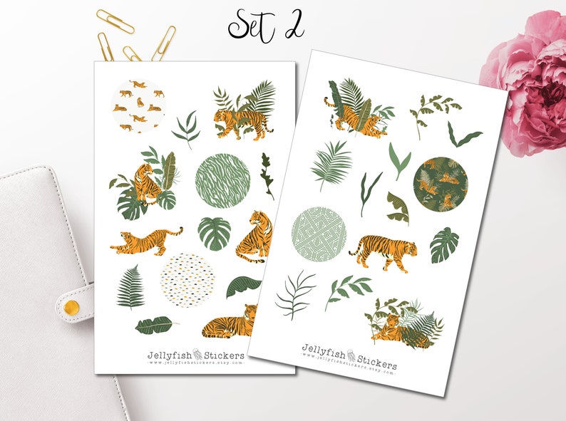 Leopard and Tiger Sticker Set Journal Planner Stickers | Etsy