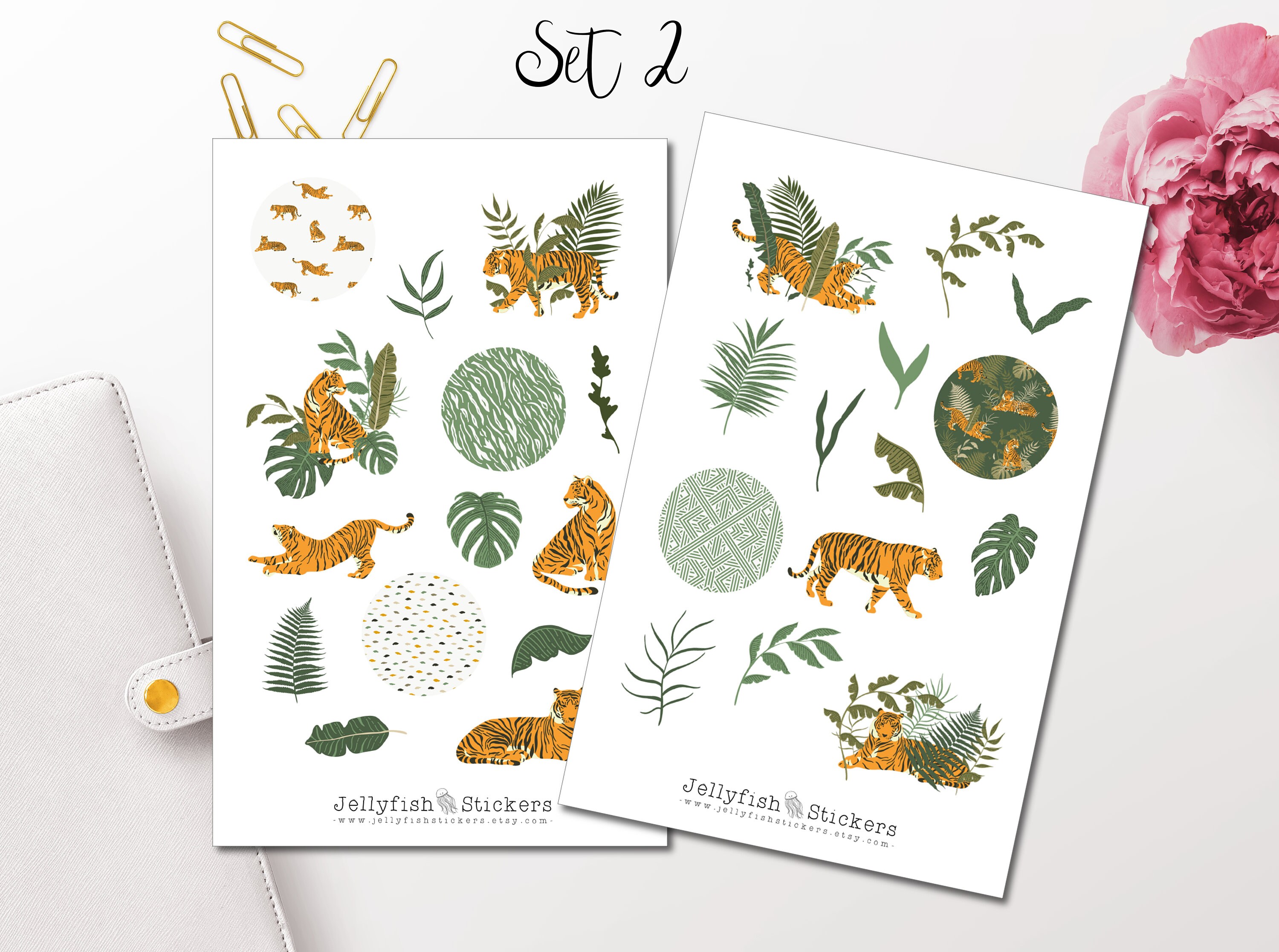 Leopard and Tiger Sticker Set Journal Planner Stickers | Etsy