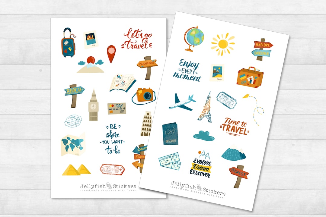 Reisen Sticker Set - Aufkleber, Journal Sticker, Sticker Urlaub, Sommer ...