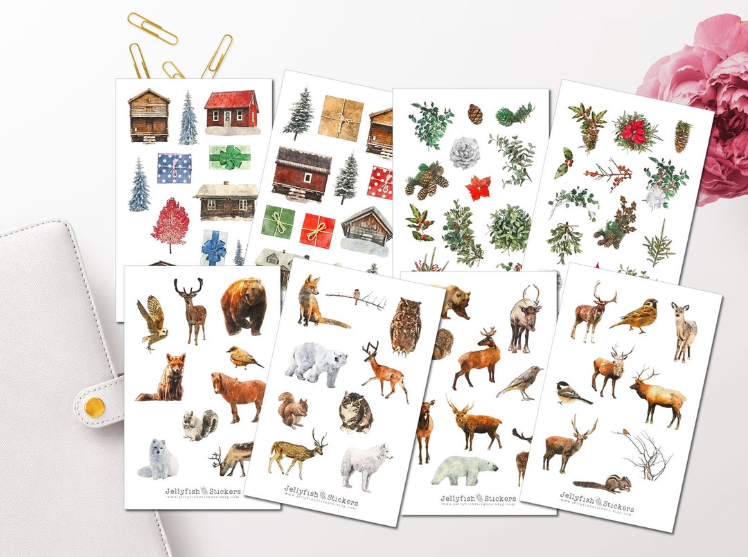 Forest Animals Winter Sticker Set - Stickers Animals Journal Stickers ...