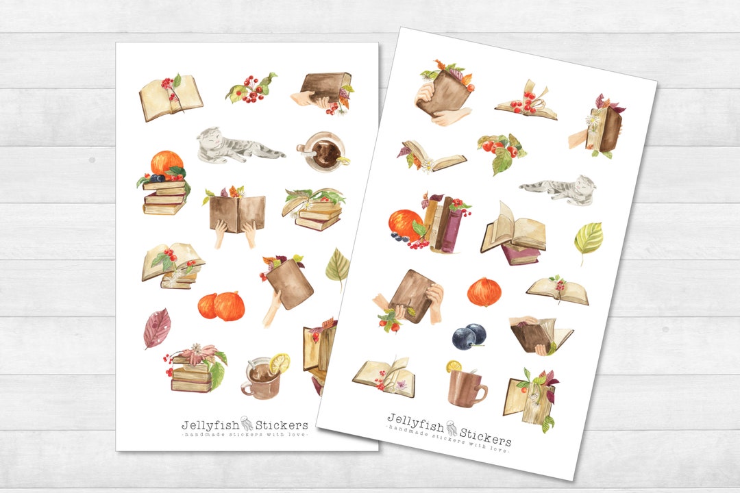 Bücher Herbst Sticker Set Aufkleber, Journal Sticker, Planer Sticker ...