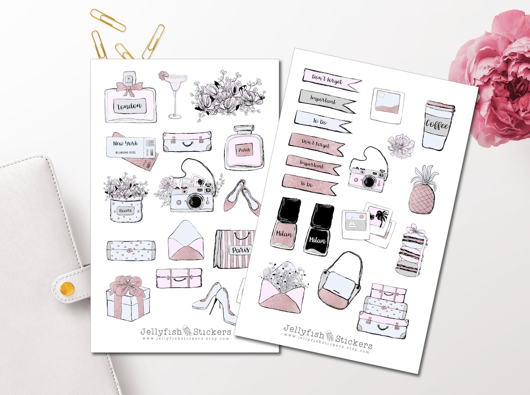 Planning and Travel Sticker Set - Journal Stickers, Planner Stickers ...