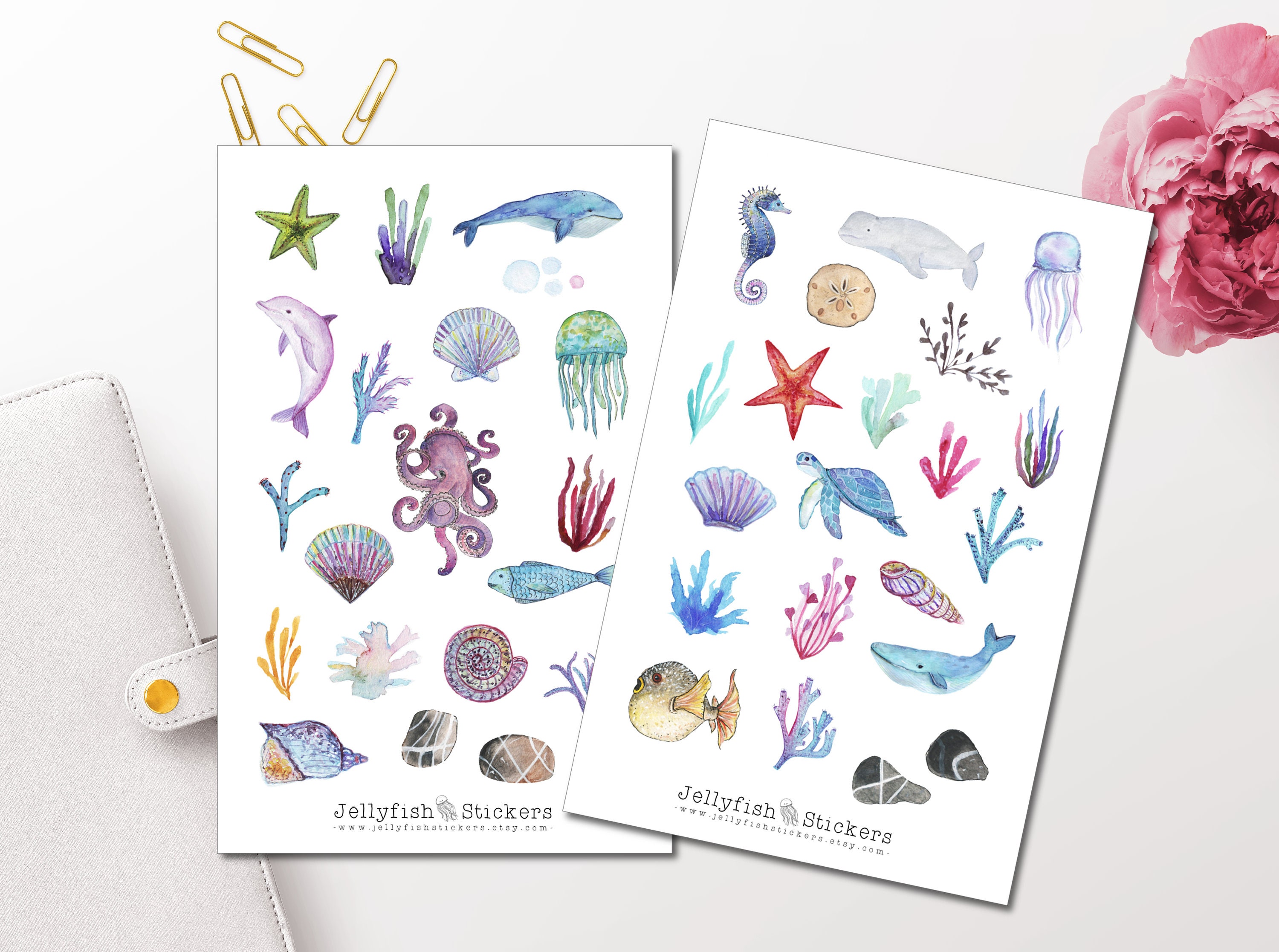 Sea Animals Sticker Set - Stickers Sea Journal Stickers Maritime ...