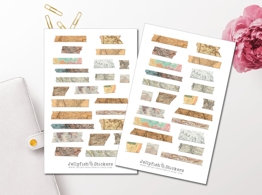 Maps Sticker Set Washi Tape Inspired Sticker Stickers - Etsy