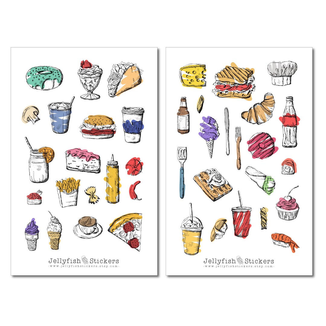 Food Sticker Set - Junk Food Stickers, Planner Stickers, Stickers, Food ...