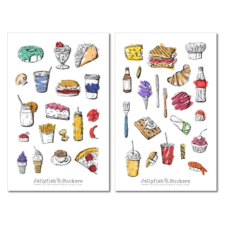 Essen Sticker Set Junk Food Aufkleber Planner Sticker - Etsy.de