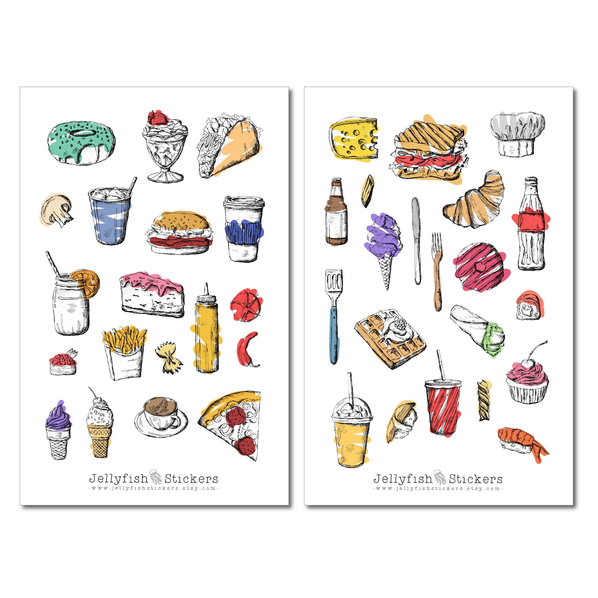 Essen Sticker Set Junk Food Aufkleber Planner Sticker | Etsy