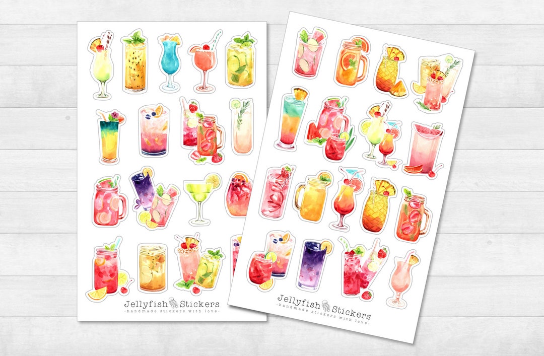 Summer Cocktails Sticker Set Colorful Stickers, Journal Stickers ...