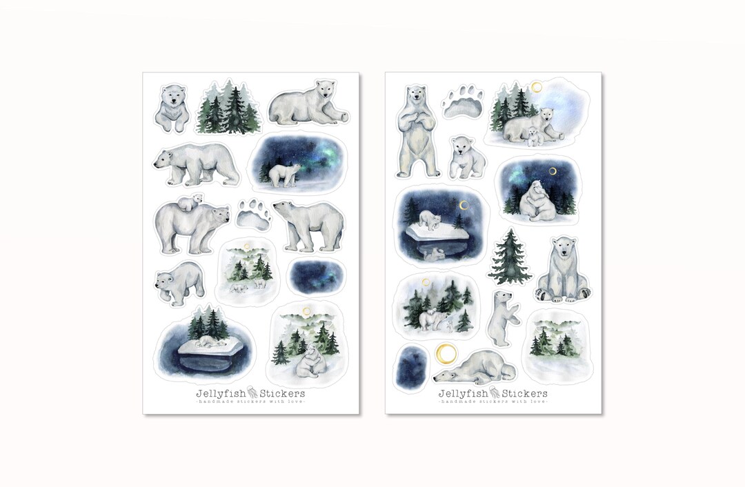 Polar Bear Sticker Set Cute Stickers, Journal Stickers, Sticker Planner ...
