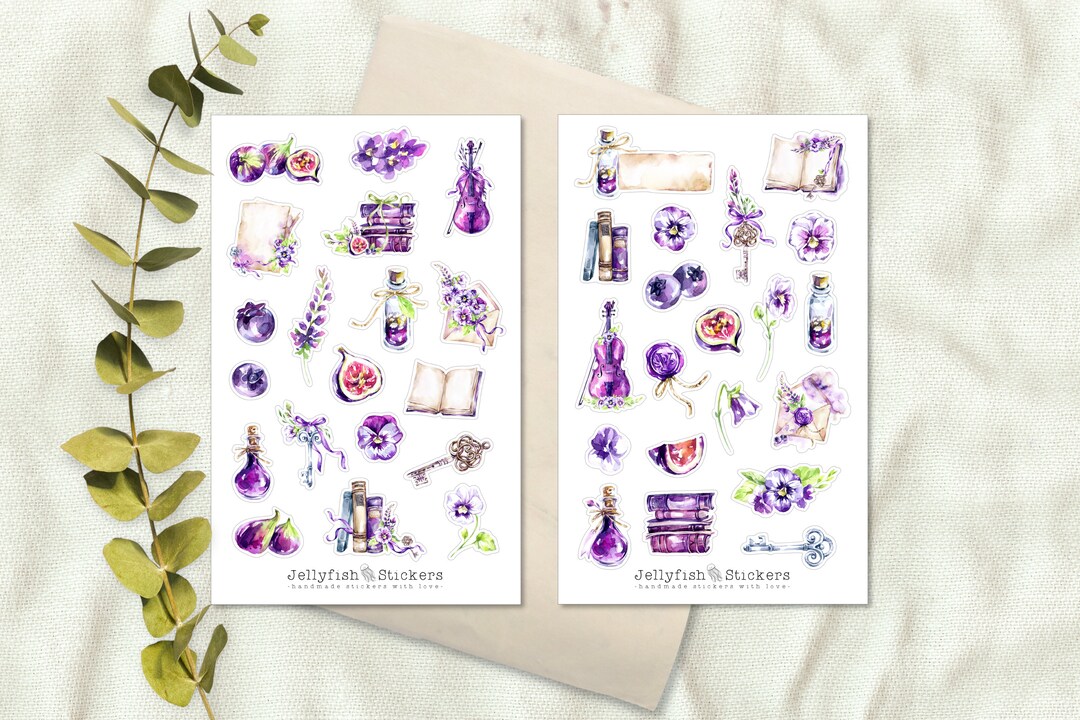 Purple Sticker Set - Floral Stickers, Journal Stickers, Stickers ...