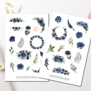 Blue Flowers Sticker Set - Floral Stickers Journal Stickers Garden ...