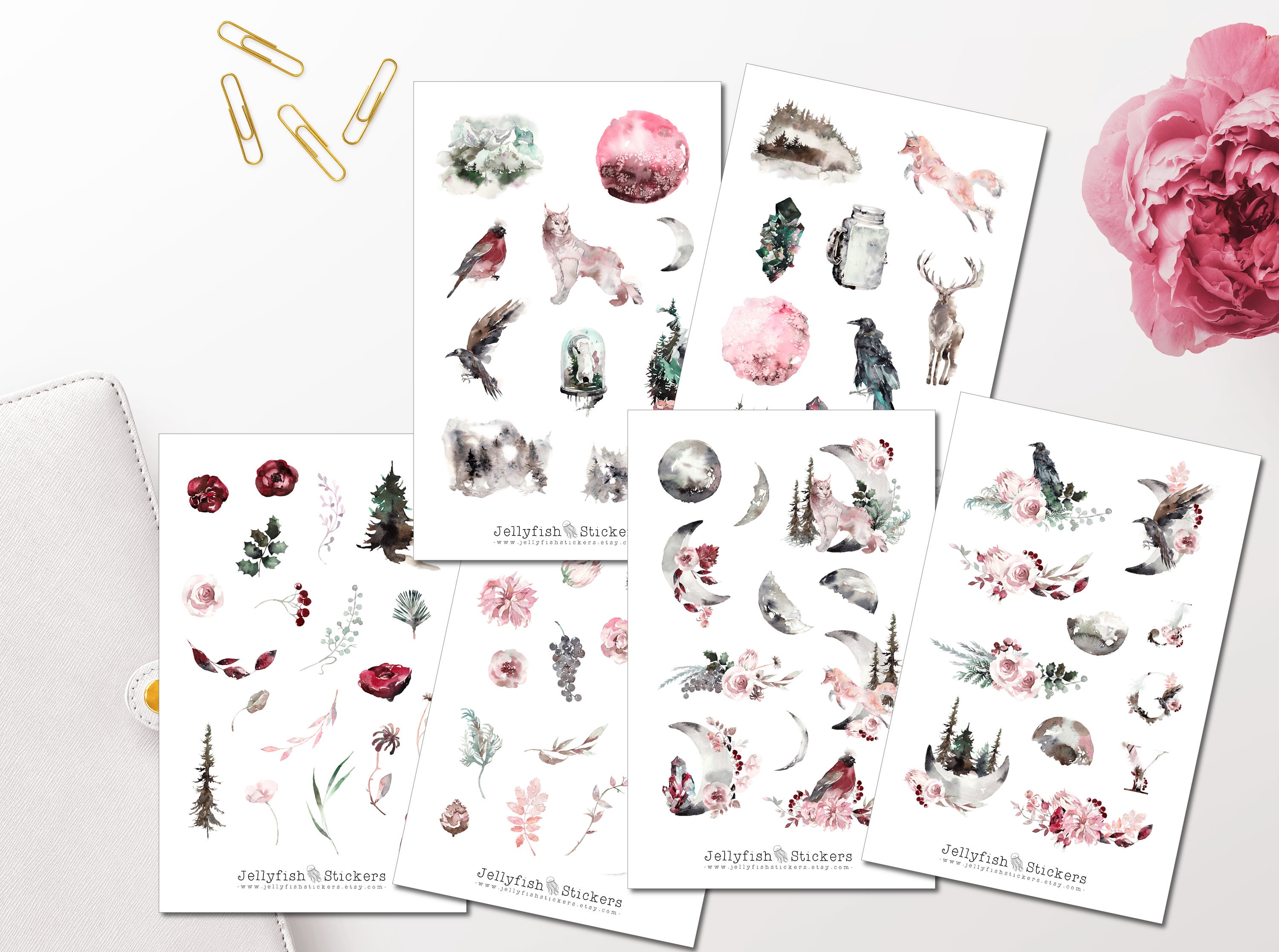Forest and Moon Sticker Set - Stickers Journal Sticker Planner Sticker ...