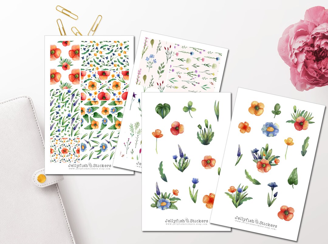 Wildflower Sticker Set - Journal Sticker Nature, Forest, Spring, Meadow ...