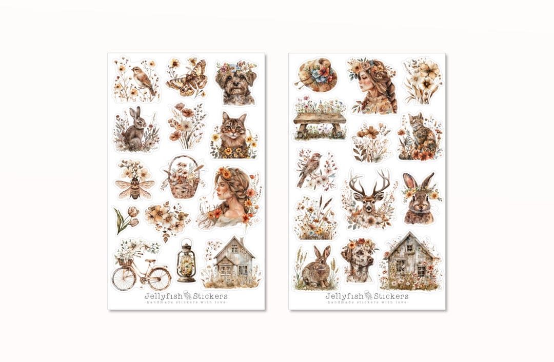 Cottagecore Sticker Set - Journal Sticker Planner Sticker Sticker ...