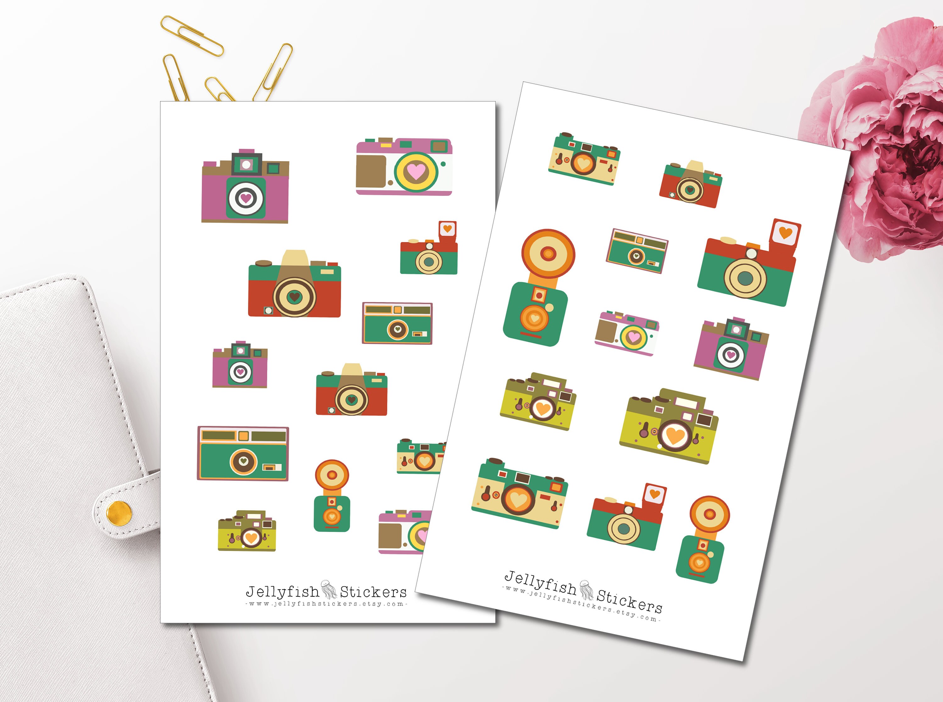 Retro Camera Sticker Set - Retro Journal Stickers, Vintage Stickers ...