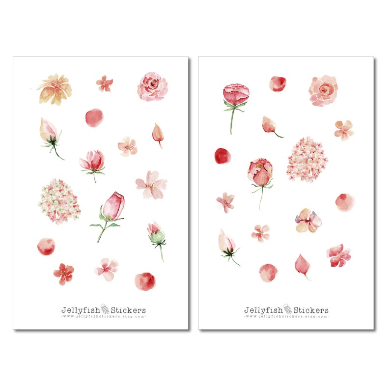 Blumen Rose und Creme Sticker Set Journal Sticker Planer - Etsy.de