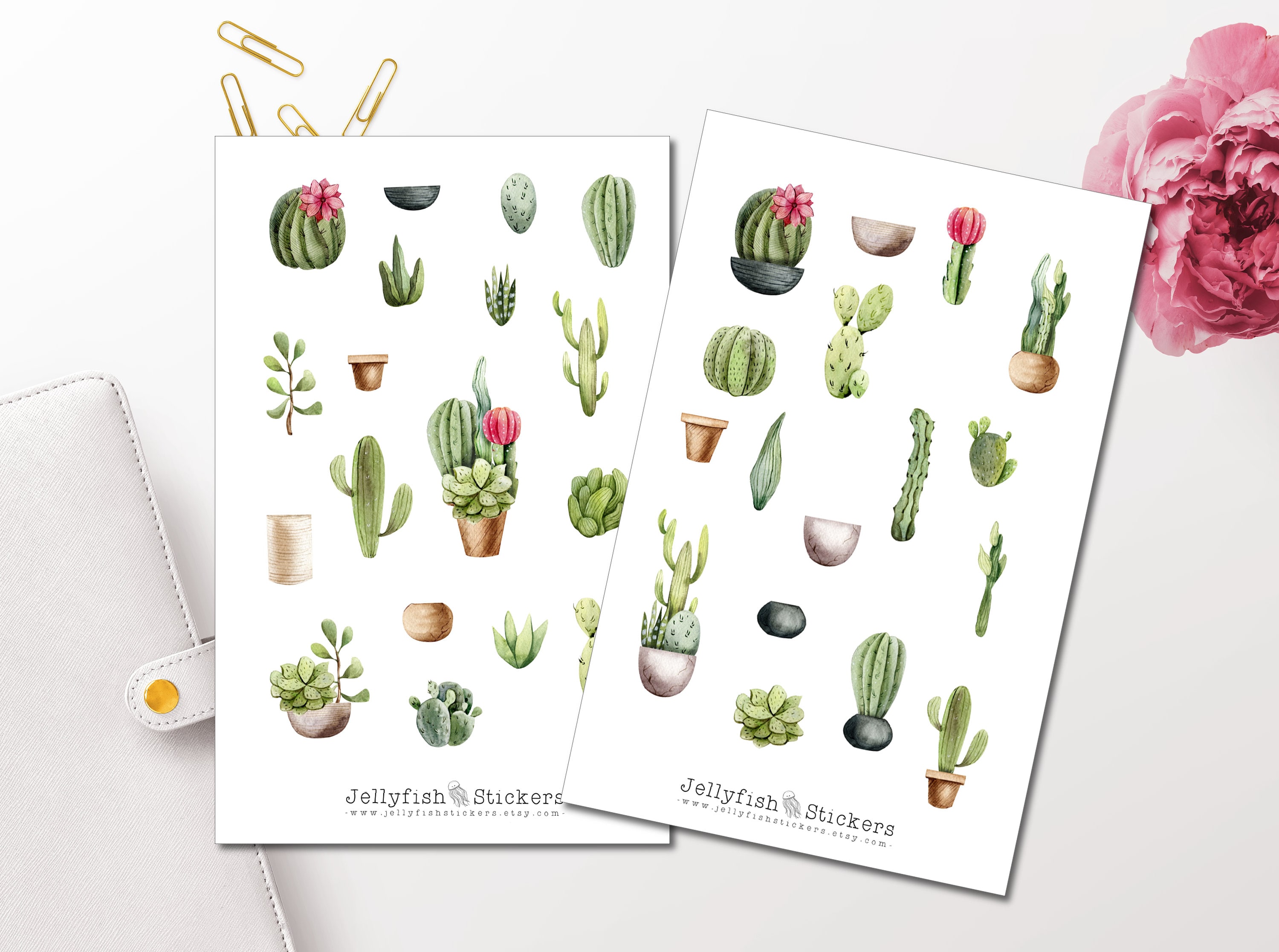 Cacti Sticker Set - Floral Stickers Journal Stickers Planner Stickers ...