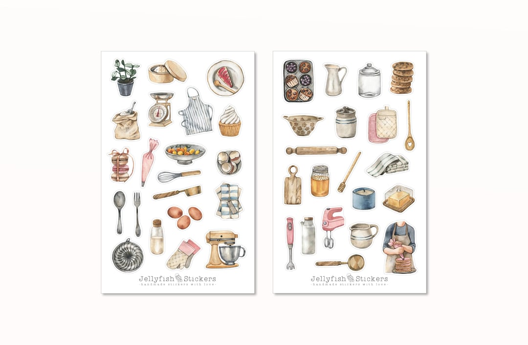 Baking Sticker Set - Sticker Cookbook, Sticker Cooking, Recipe Book ...