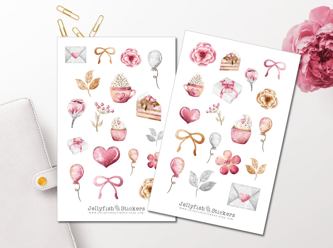 Watercolor Café Sticker Set - Stickers Colorful Journal Stickers ...
