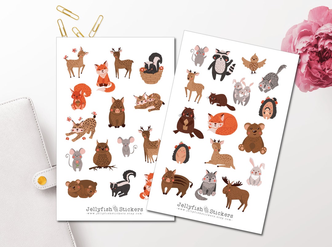 Cute Forest Animals Sticker Set Cute Stickers Journal Stickers Planner ...