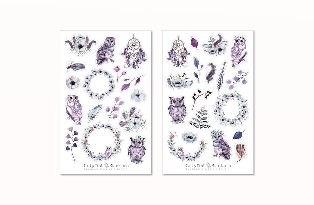 Owl Sticker Set - Journal Stickers, Planner Stickers, Nature, Forest ...