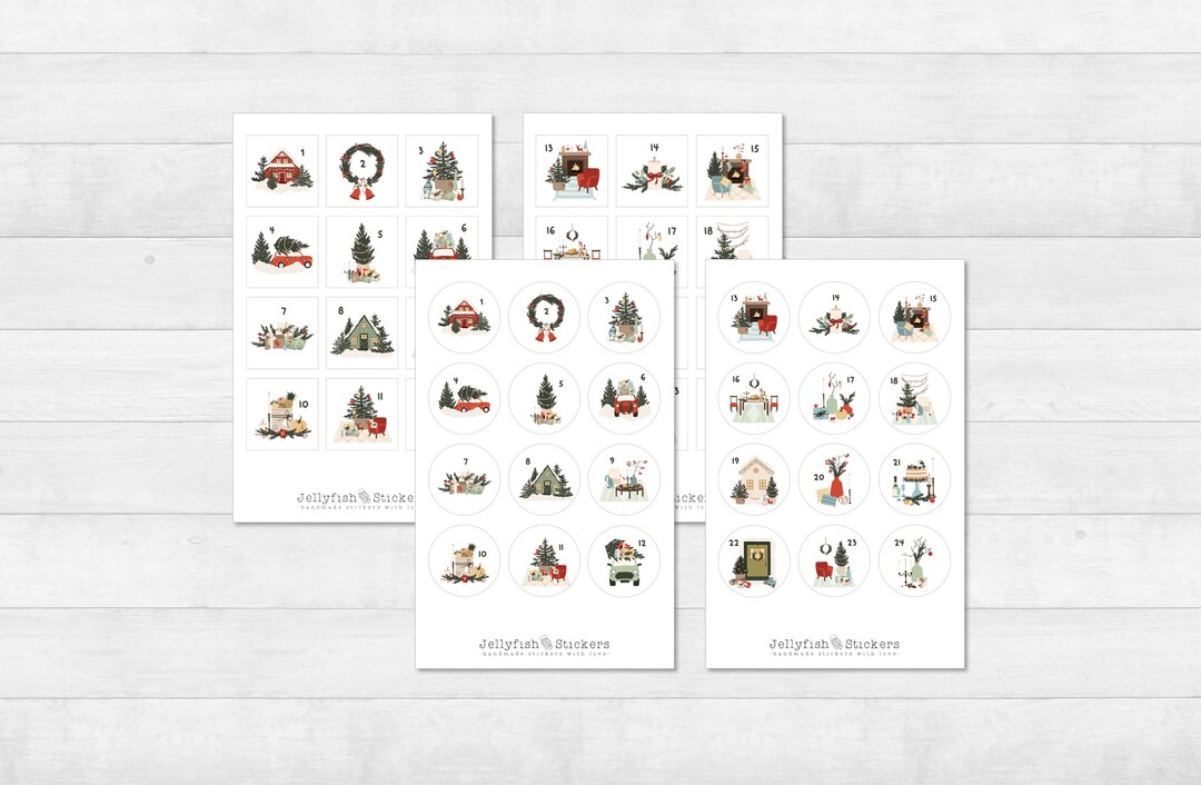 Advent Calendar Number Sticker Set - Journal Stickers, Stickers ...