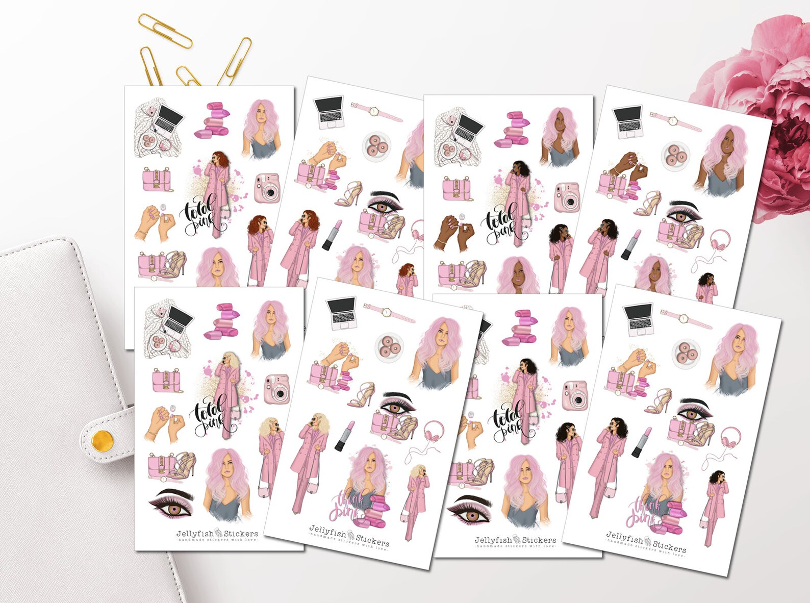 Girls Pink Sticker Set Journal Sticker Planner Sticker Girls - Etsy UK