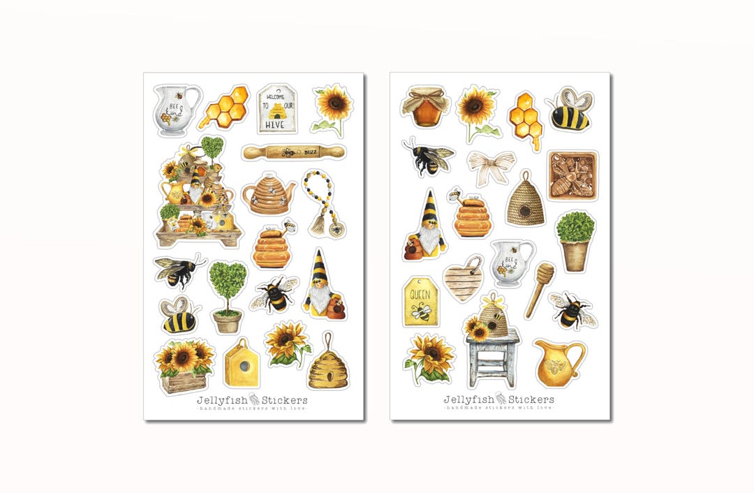 Bee Sticker Set - Stickers, Journal Stickers, Insect Stickers, Bee ...