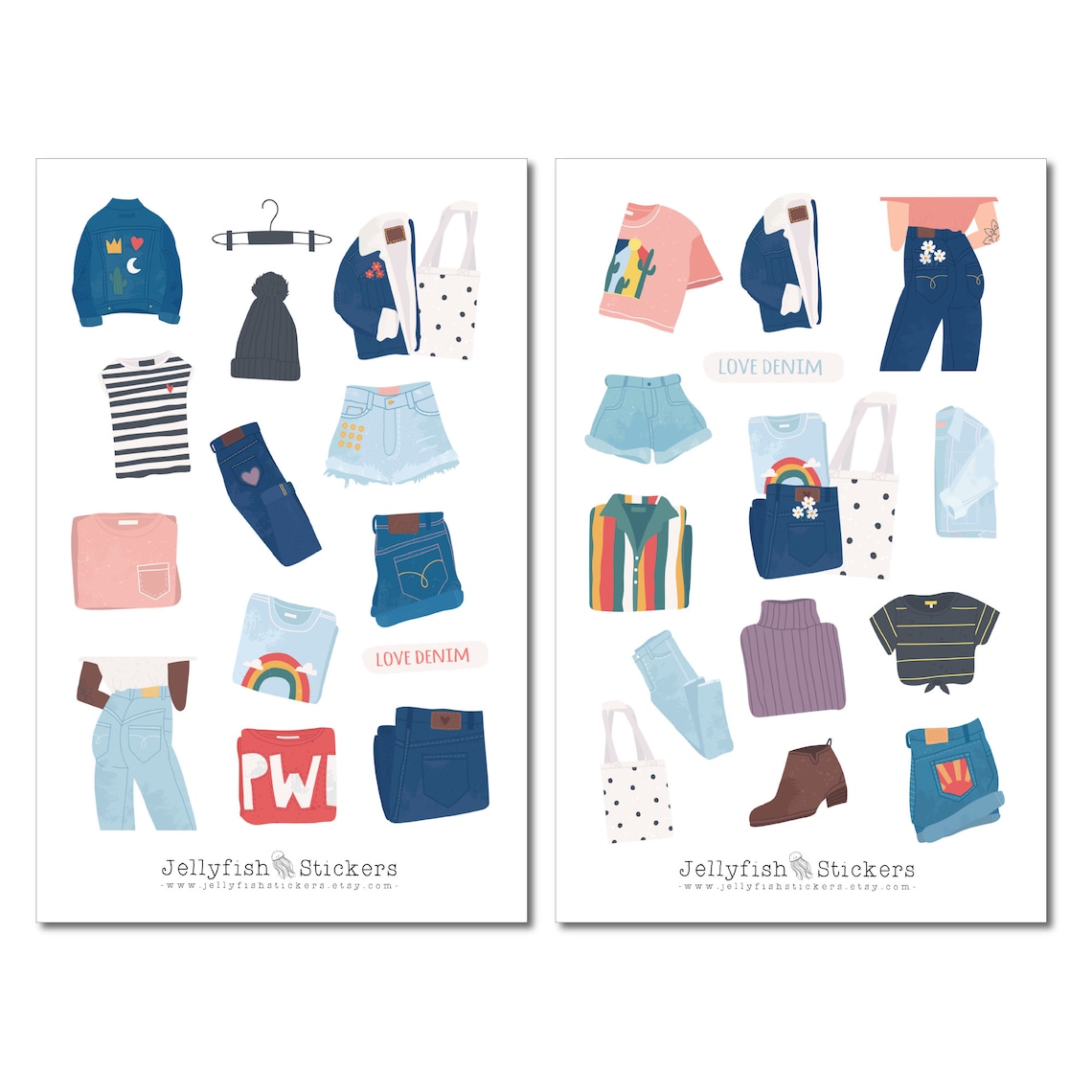 Kleidung Jeans Sticker Set Aufkleber Mode Journal Sticker | Etsy