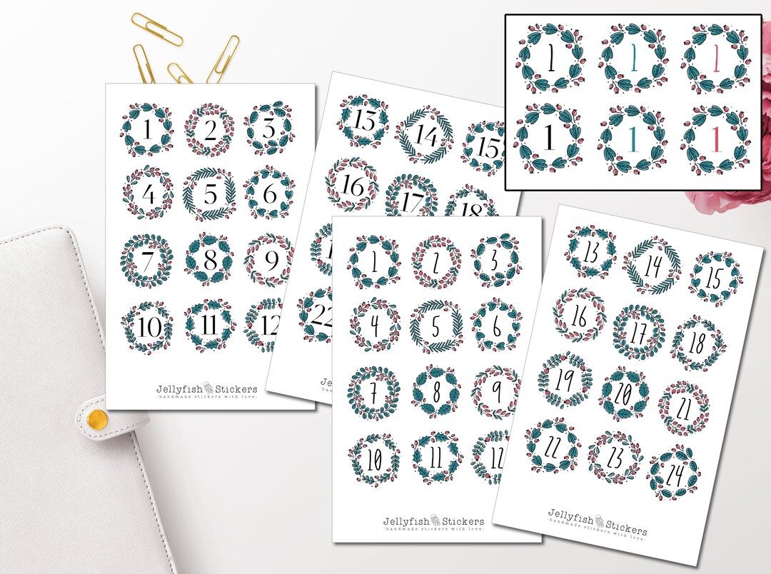 Advent Calendar Sticker Set - Journal Sticker Planner Sticker, Stickers ...