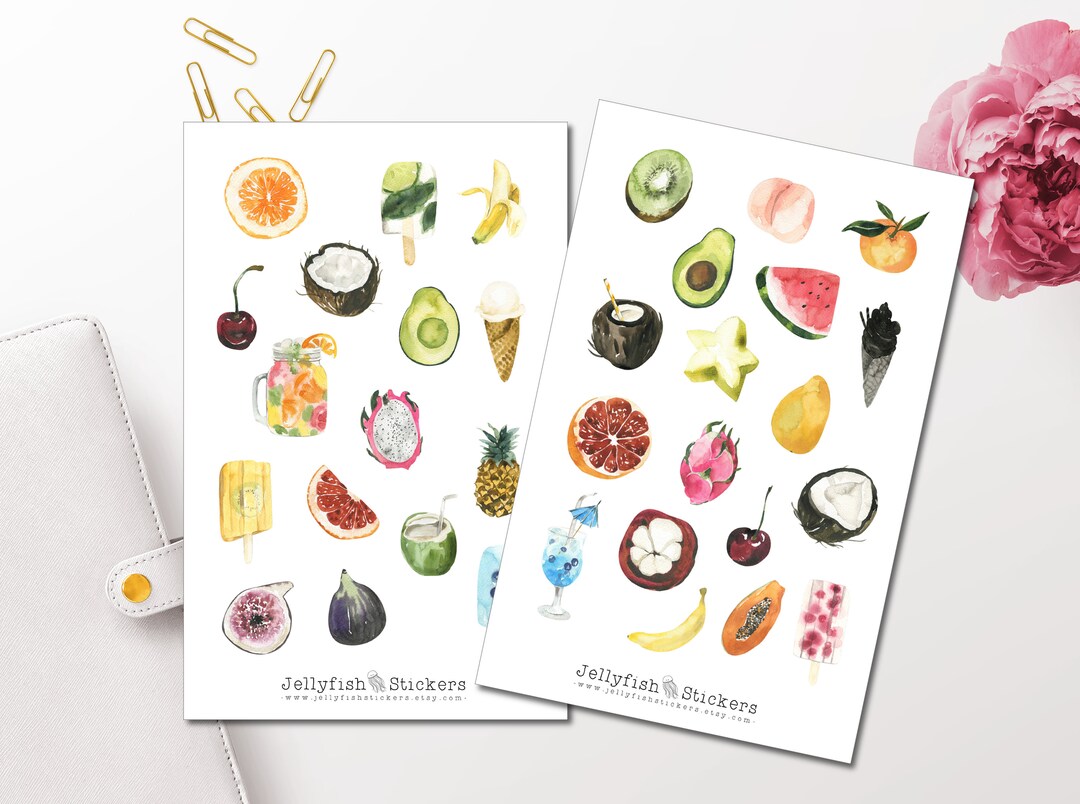 Summer Fruits Sticker Set - Food and Drink Stickers Journal Stickers ...
