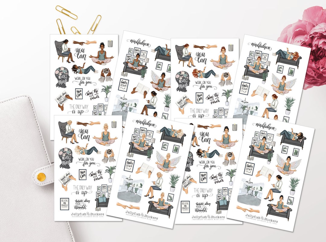 Girl Relaxation Sticker Set Journal Stickers, Planner Stickers, Girl ...