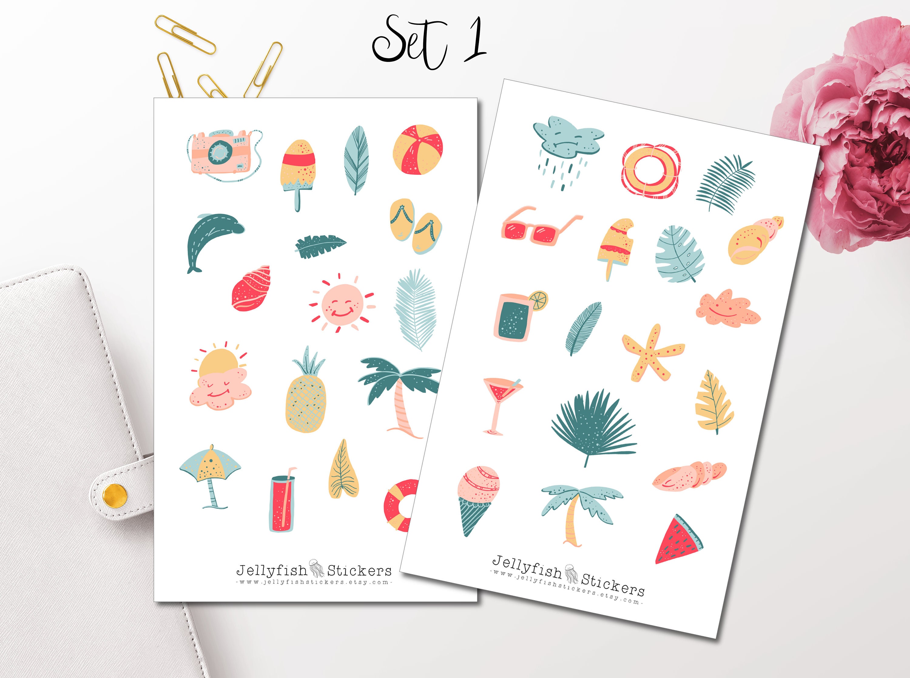 Summer Pastel Sticker Set Journal Stickers Planner | Etsy