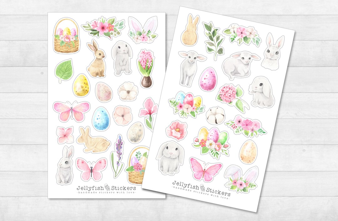 Spring Easter Sticker Set Journal Stickers, Planner Stickers, Bunny ...