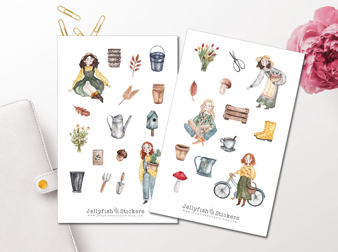 Girl in the Garden Sticker Set Sticker Journal Sticker Planner Sticker ...