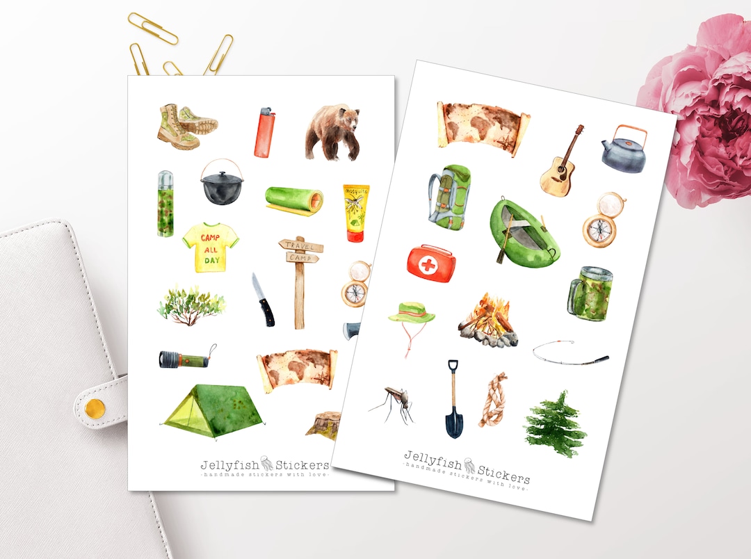 Wandern Sticker Set Journal Sticker, Planer Sticker, Sticker Gebirge ...