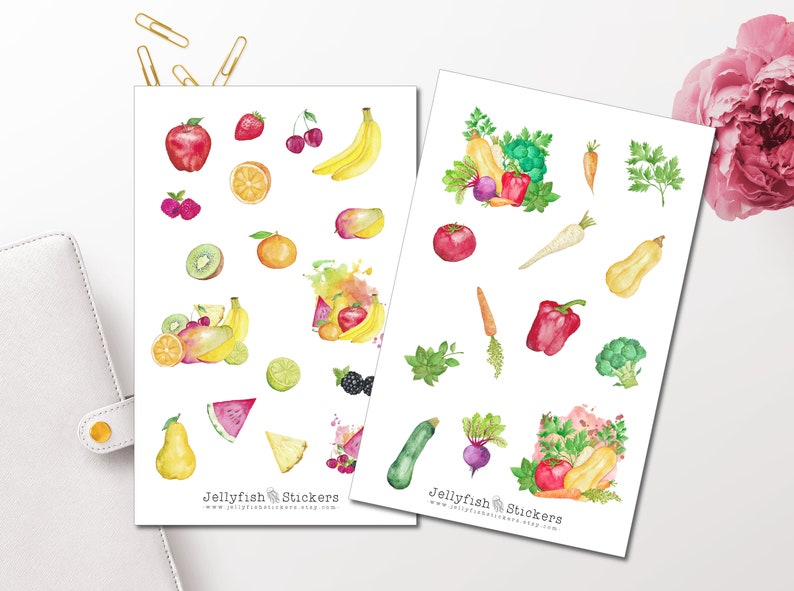 Fruit and Vegetable Sticker Set - Colorful Stickers Journal Stickers ...