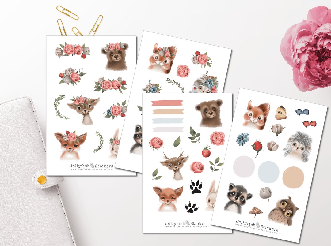 Forest Baby Animals Sticker Set - Journal Stickers, Planner Stickers ...