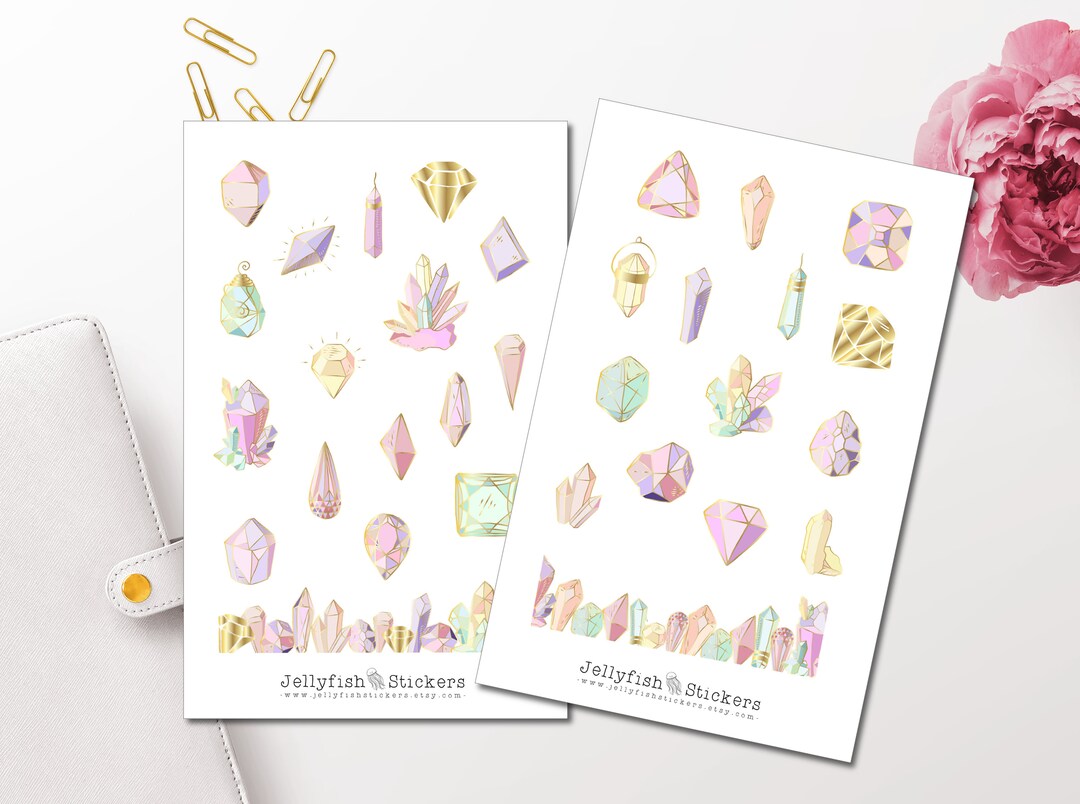 Pastel Crystals Sticker Set Journal Sticker Planner Sticker Watercolor ...
