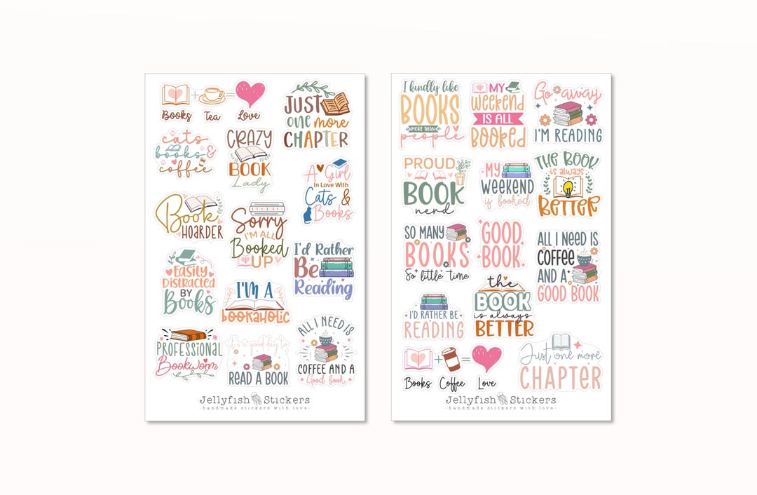 Bücher Sprüche Sticker Set Aufkleber, Planer Sticker, Sticker Lesen ...