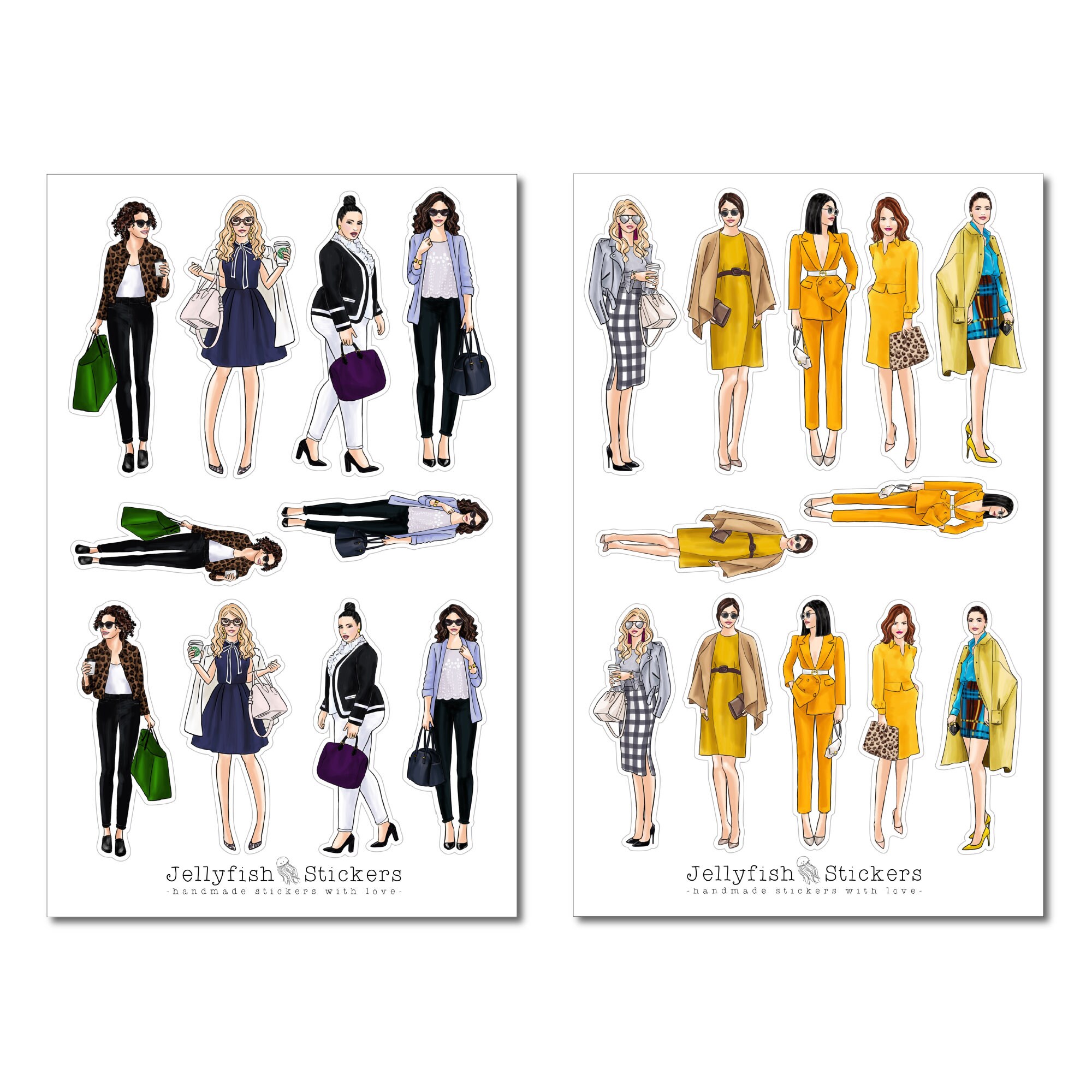 Girl Fashion Sticker Set - Stickers, Journal Stickers, Planner Stickers ...