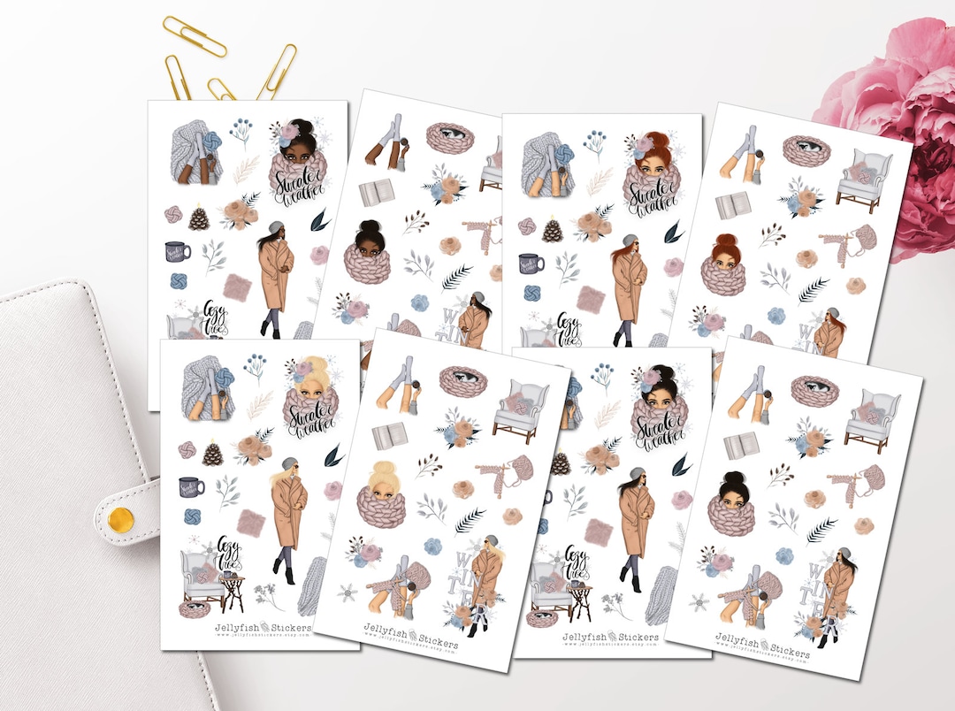 Girls Winter Sticker Set Stickers Journal Stickers Planner Stickers ...