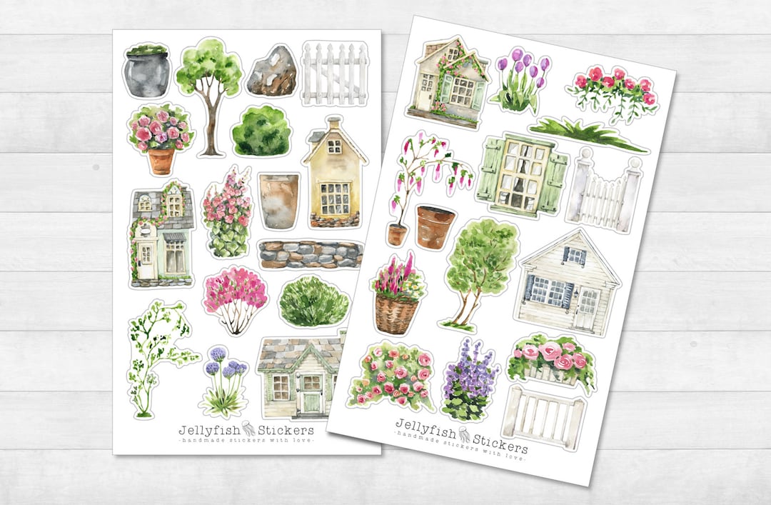 Home and Garden Sticker Set Floral Stickers, Journal Stickers, Planner ...